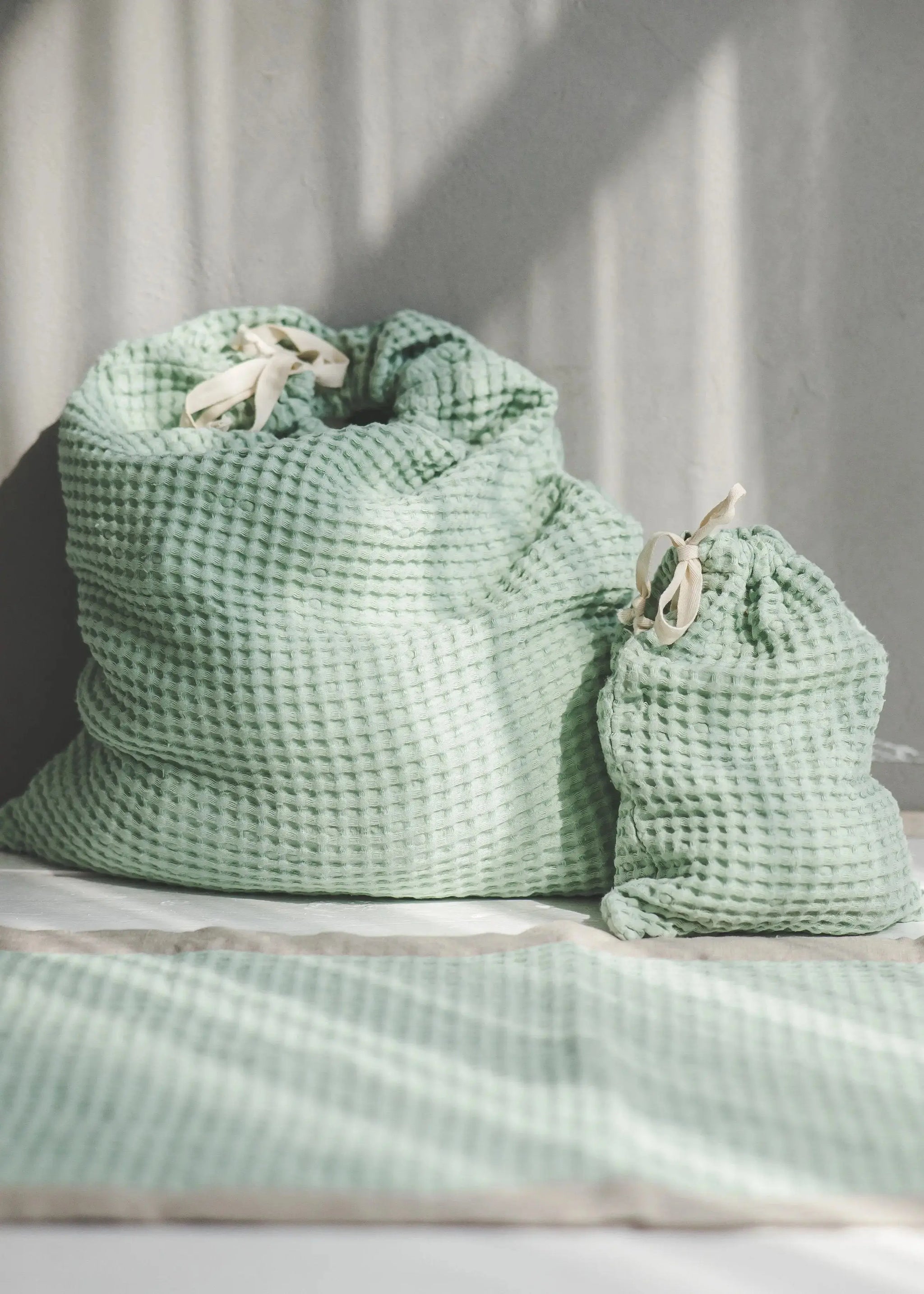Waffle Linen Cotton Laundry Bags Set of 2 - Epic Linen