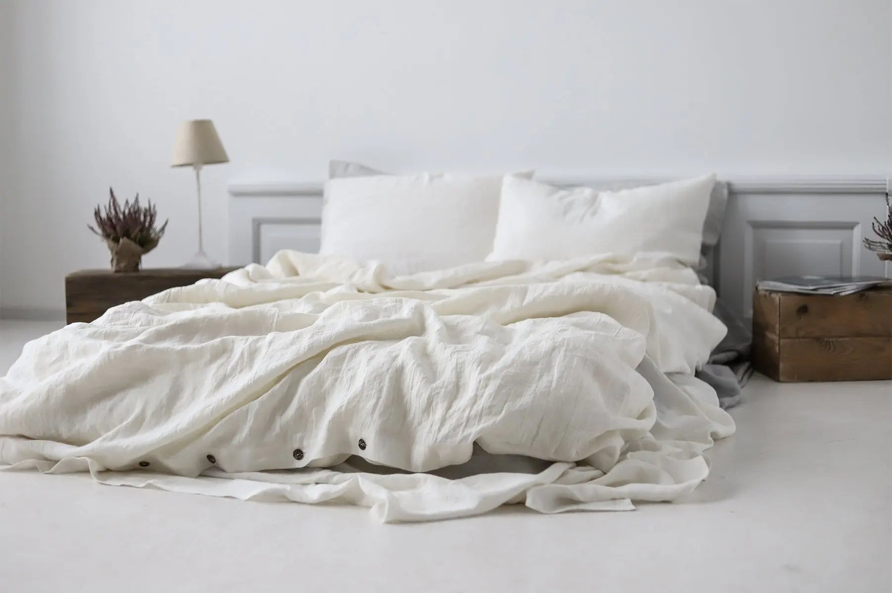 Off White Stonewashed Linen Bedding Set - Epic Linen